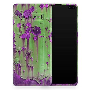 DesignSkinz Green Metal with Purple Rust Protective Vinyl Decal Wrap Skin Cover Compatible with The Samsung Galaxy S20 (Screen Trim & Back Glass Skin)