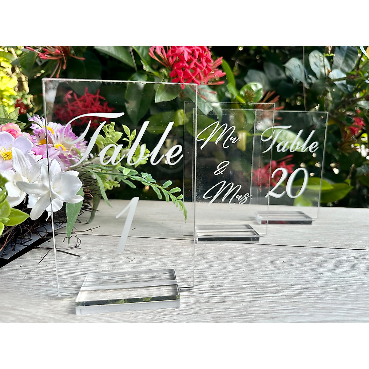 Elegant Acrylic Table Numbers for Wedding Reception - Set of 20 Table Numbers 1-20 +1 Personalized Table Sign - Modern and Clear Design for Easy Visibility