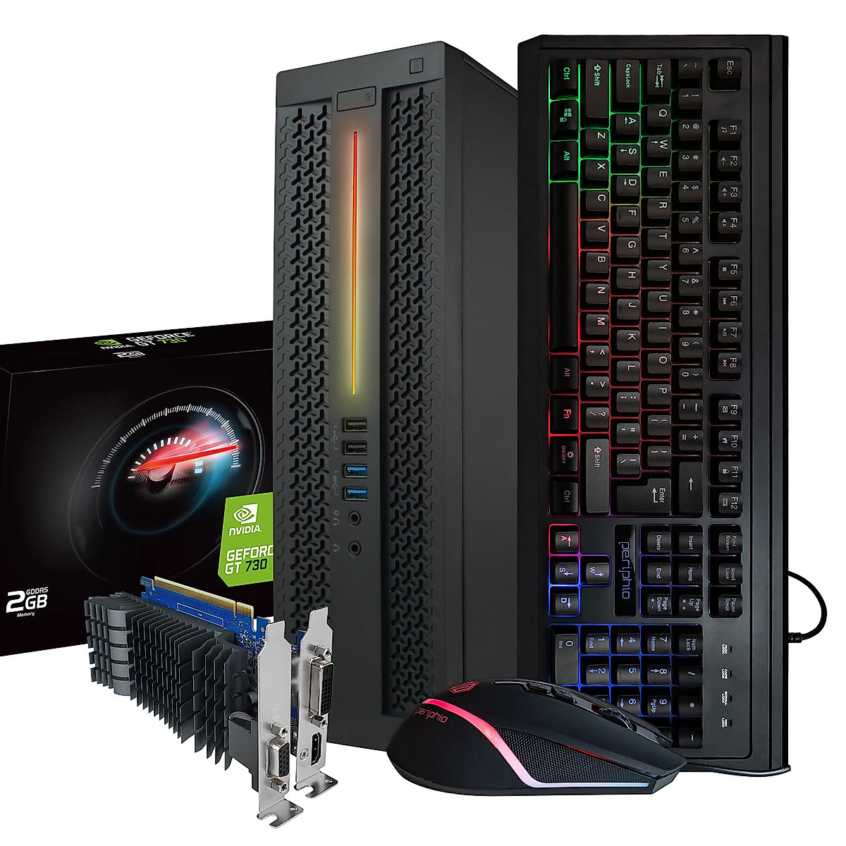 RGB Gaming PC Desktop HP Computer | Intel Quad-Core i5 Processor GeForce GT 730 (2GB) GPU NVME M.2 Solid State Storage 512GB + 1TB HDD 16GB DDR4 RAM WiFi Bluetooth Windows 10 (Renewed), Black, 800G2