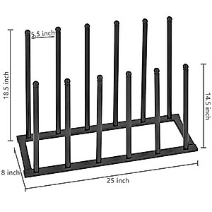 MyGift Modern Black Metal Boot Rack for Tall Boots Storage, Free Standing Entryway Walk-in-Closet Boot Organizer with 12 Long Posts, Holds 6 Pair