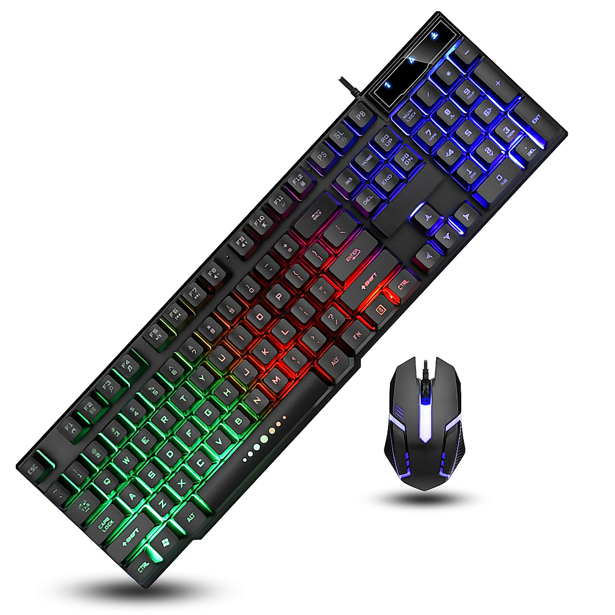 look see Backlight Keyboard with Optics Mouse Gaming Rainbow Multi-Color LED Backlit USB Interface Teclado Mechanical Feeling for PC, MAC,