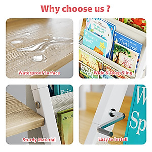 LATIBELL 3 Tier Kids Bookshelf and Toy Storage, Kids Book Sling Shelf, Montessori Baby Toddler Bookshelf for Kids, Kids Bookcase, Toy Storage Organizer, for Playroom, Bedroom, Nursery (Burlywood)