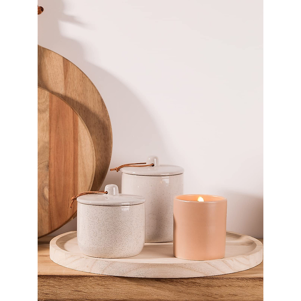 RM ROOMERS 11in Round Wood Tray, Round Coffee Table Tray for Home Decor, Decorative Trays for Coffee Tables, Natural Wood Tray for Kitchen Counter Bathroom Farmhouse