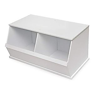 Stackable Wooden 2 Bin Open Storage Toy Organizing Cubby