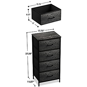 Sorbus Dresser with 4 Faux Wood Drawers - Tall Storage Unit Organizer Tower for Clothes - Bedroom, Hallway, Living Room, Closet, & Dorm Chest Furniture - Steel Frame, Wood Top, Easy Pull Fabric Bins