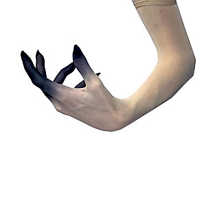 Unicorns Poop Glitter Nude Illusion Second Skin Sheer Seamless Stretch Gloves with Elastic Top Seam in Beige, Tan, Brown; Over Elbow; Women and Men (Inked Beige)