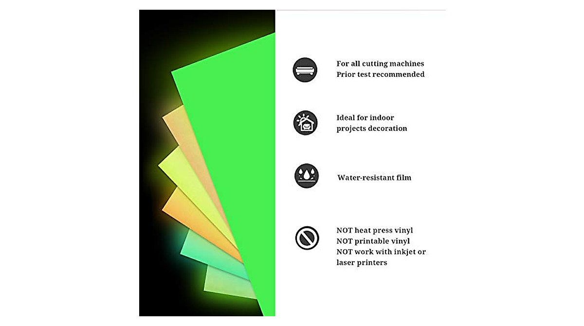 Glow in Dark Neon Vinyl Sheets - Perfect for Indoor Crafts