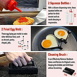 N NOBLE FAMILY 38PC Flat Top Grill Griddle Accessories Set - Must Have for Your Outdoor Griddle with Professional Griddle Spatula, Cleaning Kit, Grill Basting Cover - Ideal Griddle Gift for Men Women