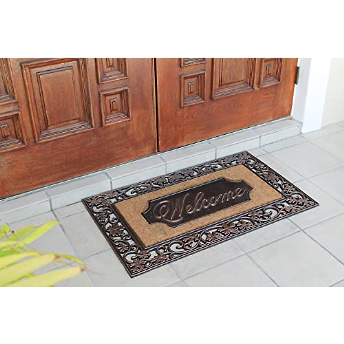 A1HC Natural Coir and Rubber Door Mat, 38x23, Thick Durable Doormats for Indoor Outdoor Entrance, Heavy Duty, Thin Profile Door Mat, Easy to Clean, Long Lasting, Front Door Entry Doormat