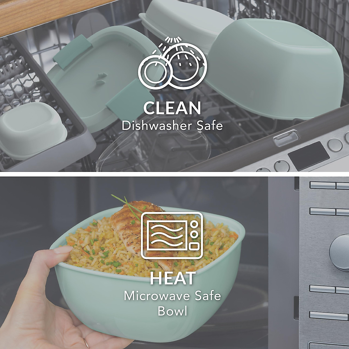 Bentgo Salad Container - 54 oz Bowl with 4-Compartment Toppings Tray, Leak-Proof Dressing Container, Reusable Fork, BPA-Free Lunch Box for Meal Prep & Food Storage; Removable Bento Tray (Coastal Aqua)