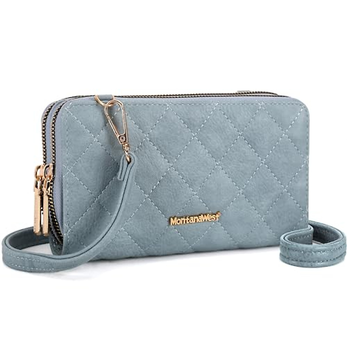 Montana West Crossbody Wallet for Women Dual Zipper Compartment Wristlet Purse Clutch Shoulder Bag MWC-209JN