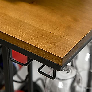 HOMCOM 24-Bottle Industrial Modern Wine Rack Table, Freestanding 6 Tier Wine Bottle Organizer with Glass Stemware Holder, Natural/Black