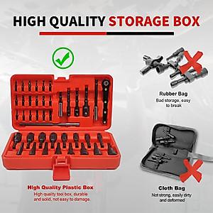 AKM TOOL 41Pcs Magnetic Nut Driver Set, 1/4" Quick-Change Hex Shank | SAE & Metric | Cr-V Steel, Magnetic Screwdriver Bit Set W/Drill Bit Extension & Drill Bit Adapter