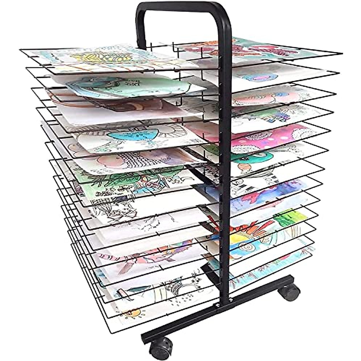 CENAP Art Drying Rack, Mobile Drying Rack for Artwork with Wire Rack, Mobile Classroom, Art Studio, Drying and Printing Rack (Size : 50-Layer)