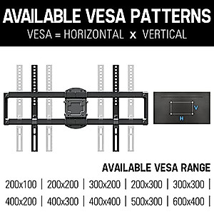 Mounting Dream Full Motion TV Mount for 42-75 inch TVs, TV Wall Mount Bracket with Dual Articulating Arms, Fits 12” / 16” Wood Studs with VESA 600x400mm up to 100lbs