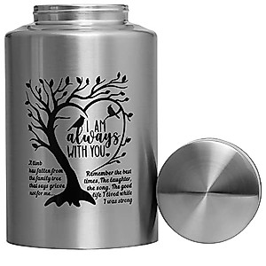 Decorative Urn Cremation Urn for Human Ashes Large up to 220lbs Large Memory Decorative Funeral Burial Urn for Male Female Ashes (Stainless Steel Tree)