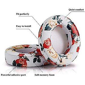 1 Pair Replacement Ear Cushion Pads Cover Fit for Beats Studio 2.0 and Studio 3.0 Over Ear Headphones (White Flora)
