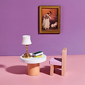 2 Pieces Dollhouse Miniature Lamp LED Desk Lamp Mini Light Dollhouse Decoration Accessories Battery Operated with ON/Off Switch and Lamp Shade (Table Lamp)