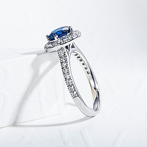 Gobaalele 1.3cttw Promise Rings Simulated Yellow Diamond Cubic Zirconia Ring Radiant Cut Sterling Silver Ring for Women (Round1.3CT, 5)