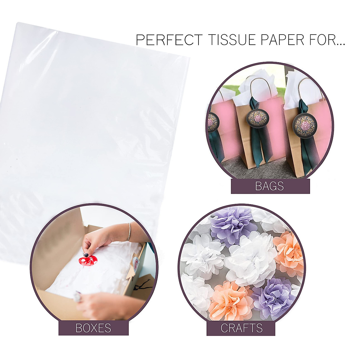 White Tissue Paper 15"x20" 960 Pack, for Gifts, Games, Birthdays, Easter, Mothers Day, Graduations, Gift Wrap, Crafts, DIY Paper Flowers and More…