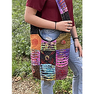 Bohemian Quilted Torn Look Razor Cut Hippie Crossbody Sling Purse Boho Handbag
