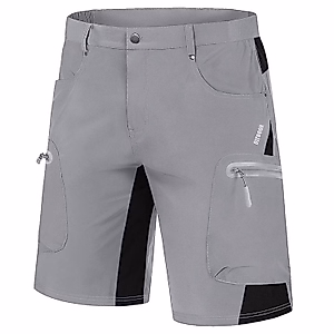 MAGCOMSEN Cycling Shorts Men with Pockets Hiking Shorts Men Quick Dry Sweat Shorts for Men Gym Shorts for Men Atheltic Shorts Biking Shorts for Men Light Grey