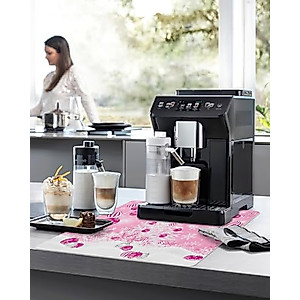 Coffee Mat for Counter, Pink Christmas Balls Xmas Tree Winter Snowflake Absorbent Hide Stain Coffee Bar Mat, Non-slip Coffee Bar Accessories Kitchen Drying Mat Fit Under Coffee Maker Espresso Machine