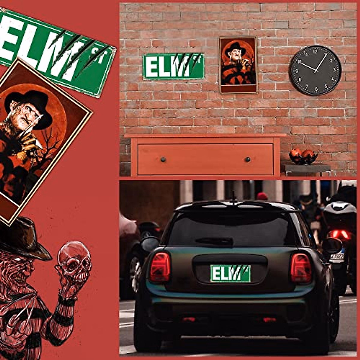 Moriso Horror Movie Tin Metal Signs (2 Packs, 8x12 Inch). Gifts Merch Elm Street Movie Home Decoartions Posters Retro Metal Tin Sign Vintage Aluminum Sign for Home Wall Decor