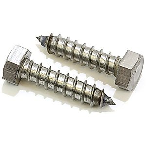 Bolt Dropper 3/8" x 1-1/2" Stainless Hex Head Lag Bolt Screws, (25 Pack), 304 (18-8) Stainless Steel Coach Bolts/Large Screws for Wood with Plain Finish by Bolt Dropper