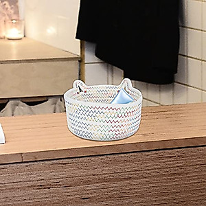 Home Decor 2pcs Baskets, Blankets Animal Baby Collapsible Empty Organizer Kids Nursery Cat Women with Lovely Pillow Ear Clothes Makeup White Towels Bin Hand and Blanket Girls Baby Gifts