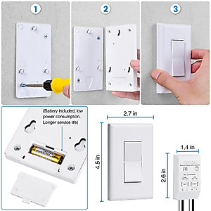 Wireless Light Switch and Receiver Kit, Ortis 300ft RF Range Wireless Wall Switches for Lights, Fans, Battery Included, No Wiring Needed
