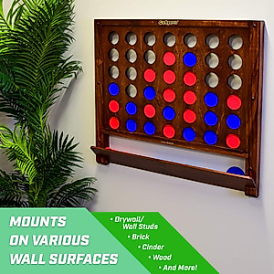 GoSports Wall Mounted Giant 4 in a Row Game - Jumbo 4 Connect Family Fun with Coins