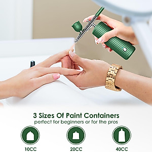 Air Brush Kit with Air Compressor, Rhinowisdom Airbrush Kit 48PSI Airbrush for Nails Air Brush Painting Set Portable with 0.3mm Nozzle and Cleaning Brush Set for Nails Makeup Painting Tattoo Model