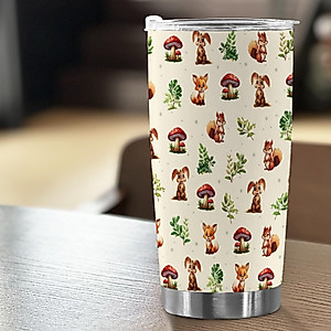Forest Animal Fox Squirrel Rabbit Insulated Travel Tumblers,Stainless Steel Vacuum Insulated Tumblers,20oz Tumbler with Lid,Travel Coffee Mug for Home Office Outdoor Ice Drinks and Hot Beverage