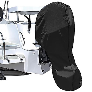 iCOVER Outboard Motor Covers, Trailerable Full Boat Motor Cover Waterproof Heavy Duty Oxford Fabric Outboard Engine Covers with Zipper, Fits 175-225HP Motor
