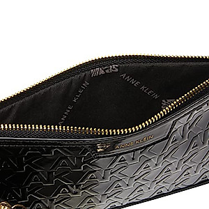 Anne Klein AK Embossed Pouch Set in Patent, Black
