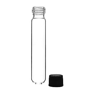 EISCO 12PK Test Tubes, 30ml - Bakelite Screw Cap with Rubber Liner - Borosilicate 3.3 Glass - 3.9" x 1" - Round Bottom - Leak Proof