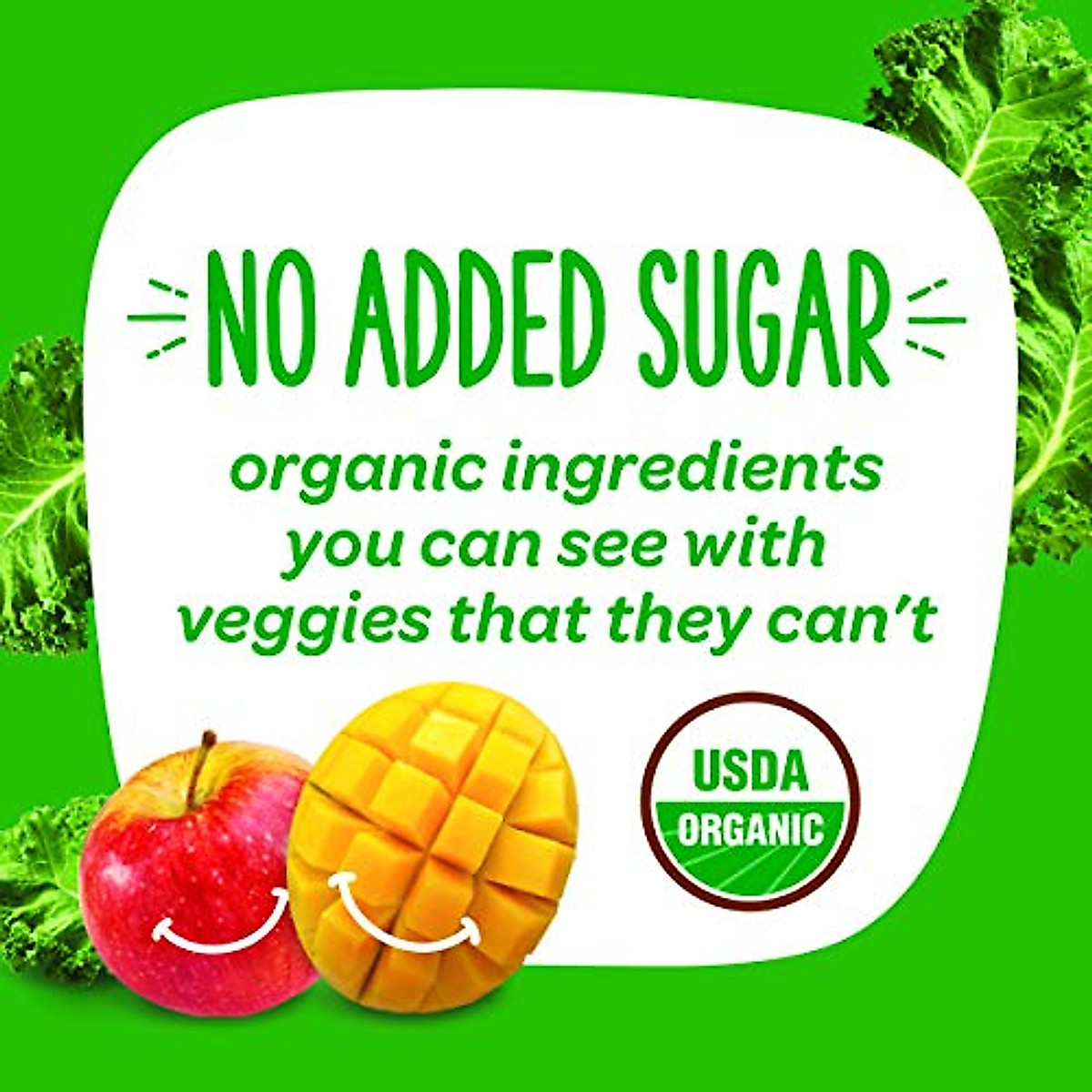 HAPPYKID Organics Organic Kid Snack, Apple, Kale, & Mango, 3.17 Ounce Pouch, Pack of 16 (Packaging May Vary)