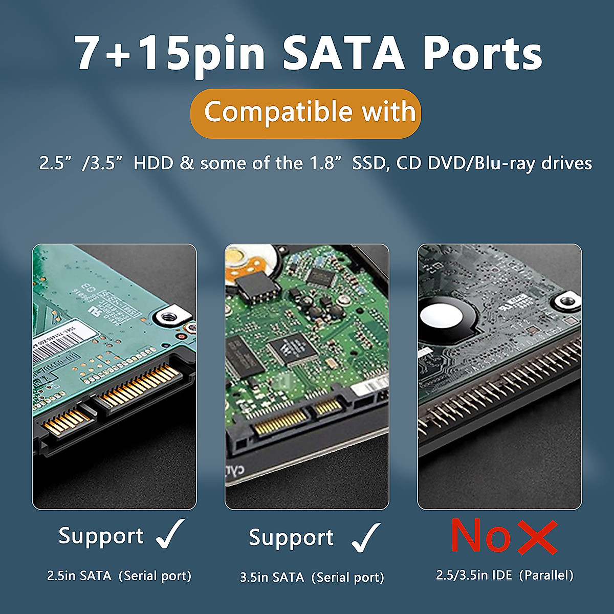 GELRHONR 22Pin SATA Power Extension Cable,22 Pin（7+15） Sata Male to Female Data and Power Combo Extension Cable with Locking Latch,for HDD,SSD,Optical Drives, DVD Burners, PCI Cards-50CM(6Gbps/s)