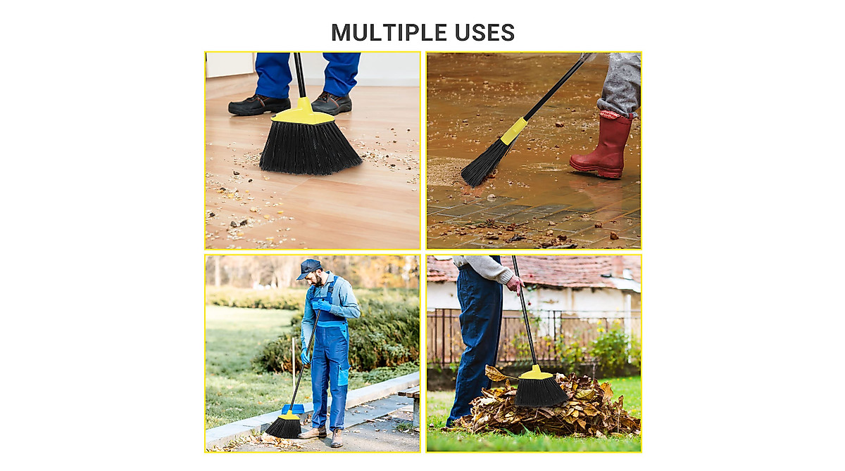 Heavy Duty Commercial Brooms 8 Pack for Indoor Outdoor Cleaning