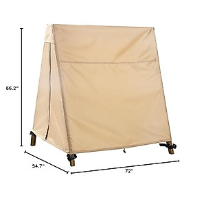 uHousDeco Outdoor Swing Covers for A Frame Patio Swing, 72" L x 55" D x 67" H, A-Frame Swing Cover Waterproof, Porch Patio Swing Canopy Cover, Windproof UV Resistant All Weather Protector - Beige