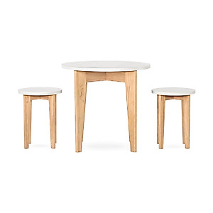Child Craft Geo Table and Stools Set, Includes Table and 2 Stools, Fun Geometric Design, for Kids Ages 3-6 Years (White/Natural)