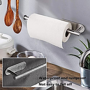 MORROLS Paper Towel Holder, Dish Towel Holder Wall Mounted Self-Adhesive or Drilling for Kitchen Under Cabinet, Under Cabinet Paper Towel Rolls Holder, SUS304 Stainless Steel