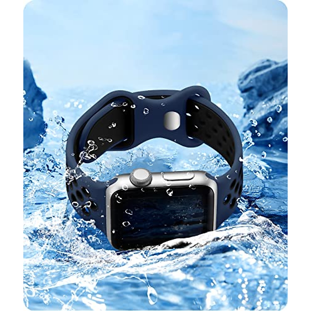 Keponew Compatible with Apple Watch Band 44mm Men,Compatible with Apple Watch Band 45mm Men,Compatible with Apple Watch Band Men,iWatch bands 44mm 45mm 49mm 40mm 38mm 41mm for Ultra1&2/SE/Series 9 8 7 6 5 4 3 2 1,Sport Breathable Soft Silicone Strap