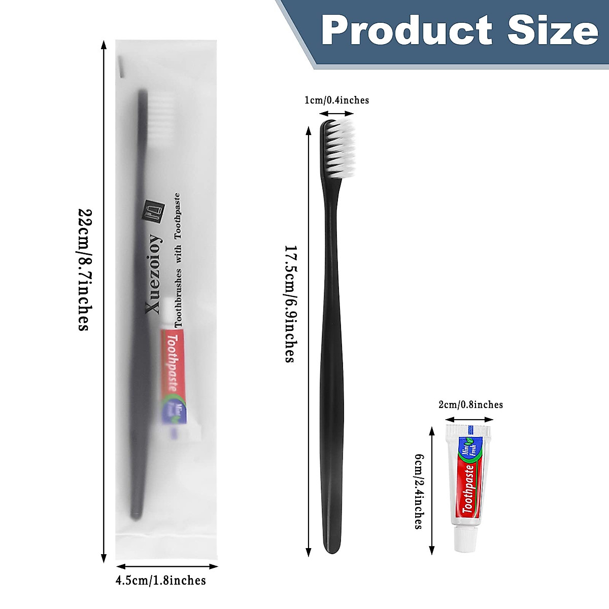 Xuezoioy Disposable Toothbrushes with Toothpaste Pack of 30,Black Individually Wrapped Disposable Travel Toothbrush Kit in Bulk for Homeless,Nursing Home,Shelter,Hotel,Charity