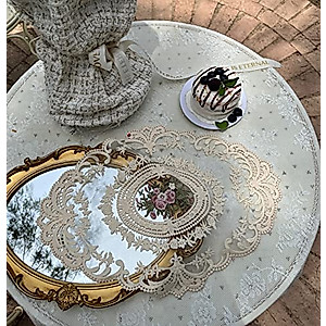 2PACK Retro French Style Lace Placemats Fashionable Embroidered Cup Mat vase mat 12”x16”,Beige