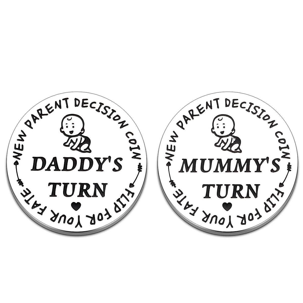 Christmas Stocking Stuffers for Him Her New Parent Gifts for Mom Dad Funny Decision Coin for Pregnancy Women Fate New Baby Boys Girls Shower Gifts Wife Husband Mother’s Day Father’s Day Double-Sided