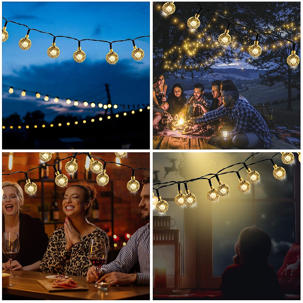 2 Pack Solar Globe String Lights, HMXBRIGHS 21ft 30 LED Waterproof Bubble Crystal Balls String Fairy Lights, 8 Modes Outdoor Starry Lights Solar Powered Lights for Garden Yard Patio Home Party Decor