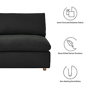 Modway Commix Modular Sofa, U Shaped Reclining Sectional, Black Fabric