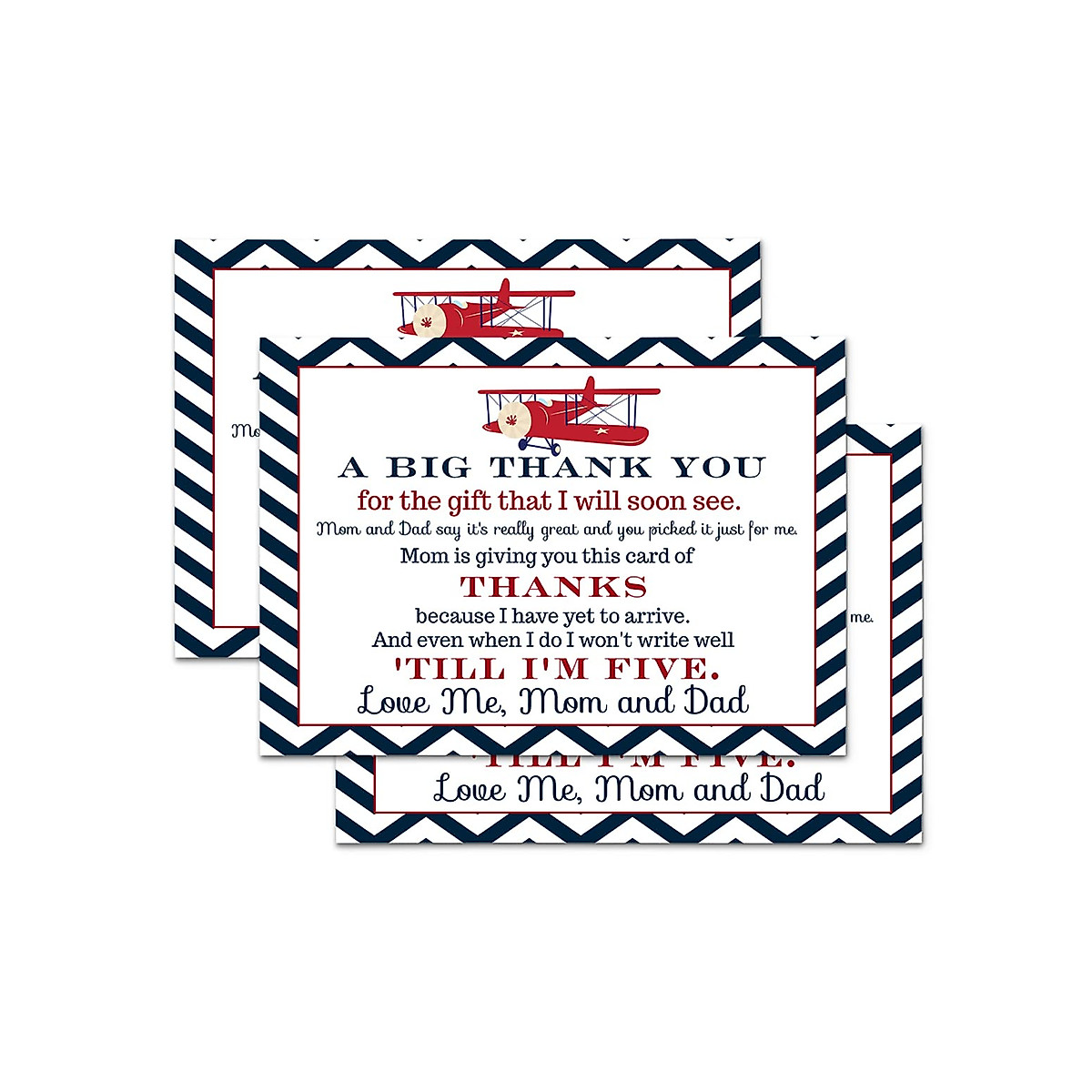 Paper Clever Party Airplane Baby Shower Thank You Postcards (15 Pack) Boys Notecards Only - Eco-friendly Postal Note with Message from Newborn – Adventure Travel Red Blue – Printed 4x6